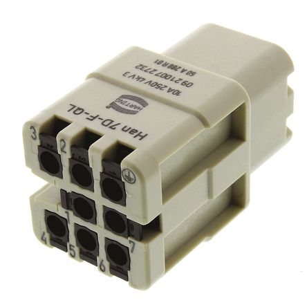 Connecteurs - CONNECTEUR MULTIPÔLE CARRÉ HAN HARTING - Con Han 7D-M fem ...