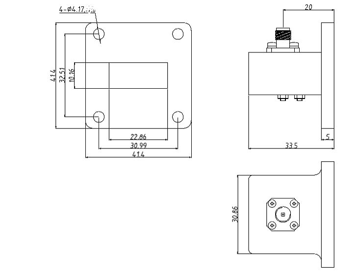 Transition Guide SMA angle droit (90°) WR90